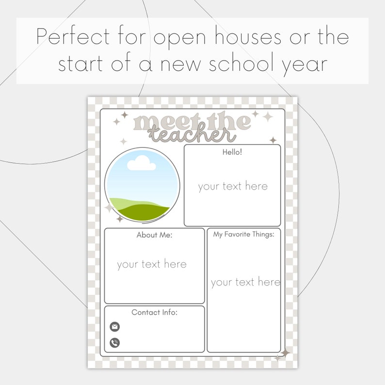 Editable Meet the Teacher Template, Neutral Checkered Back to School ...