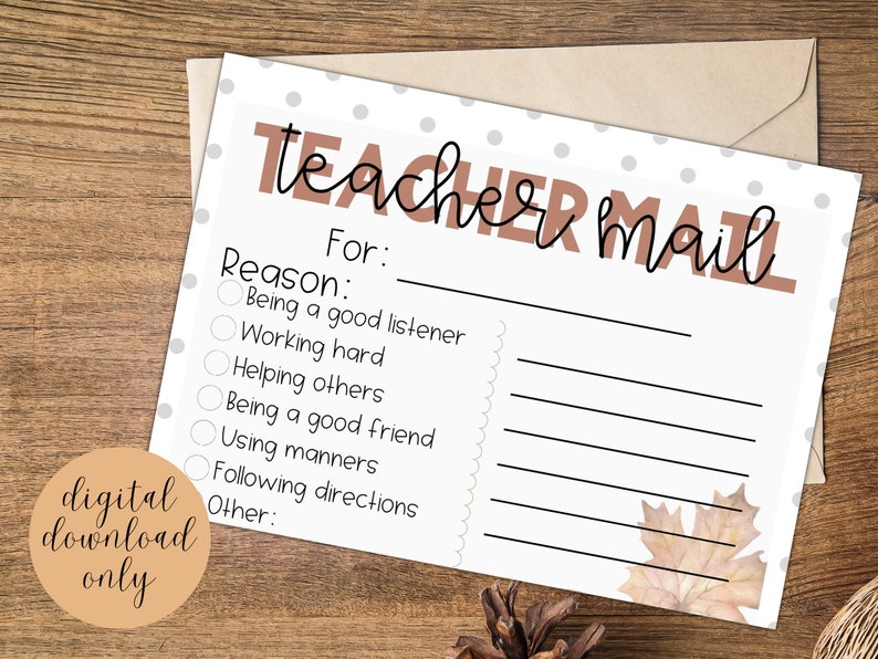 Printable Teacher Mail Fall, Watercolor, Back to School, Teacher ...