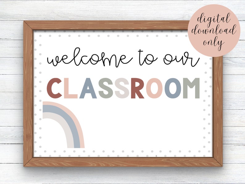Welcome to Our Classroom Sign Boho Rainbow Classroom Decor - Etsy