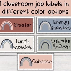 Boho Rainbow Classroom Job Labels | Editable | Polka Dot, Classroom ...