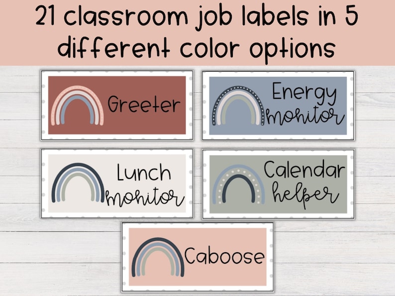 Boho Rainbow Classroom Job Labels Editable Polka Dot - Etsy