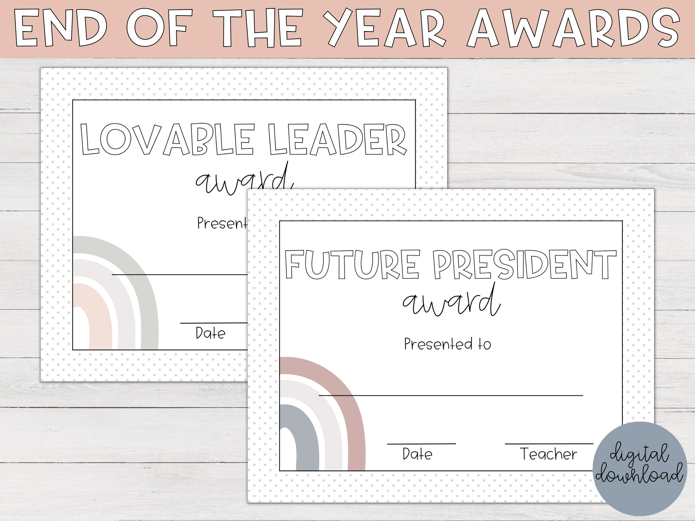 End of the Year Awards Classroom Awards Boho Rainbow - Etsy