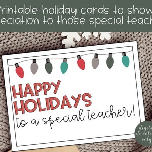 Printable Christmas Cards for Teacher | Teacher Gift, Printable Holiday ...