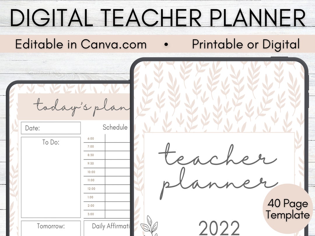 Digital Teacher Planner Pink Floral | Printable Teacher Planner ...