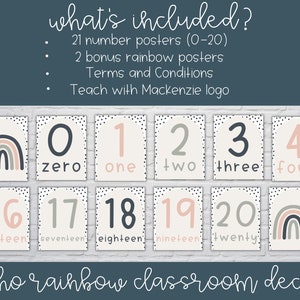 Boho Rainbow Number Posters Classroom Decor Classroom - Etsy