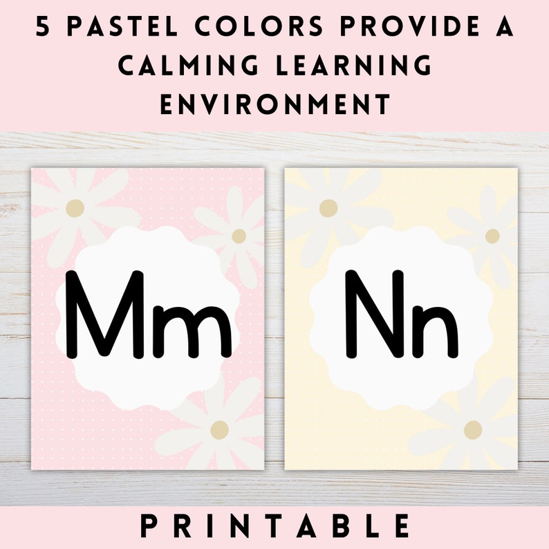 Daisy Pastel Alphabet Posters | Pastel Classroom Decor, Retro Classroom ...