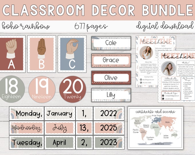 BOHO RAINBOW Classroom Rules Posters | Editable | Pastel Rainbow ...