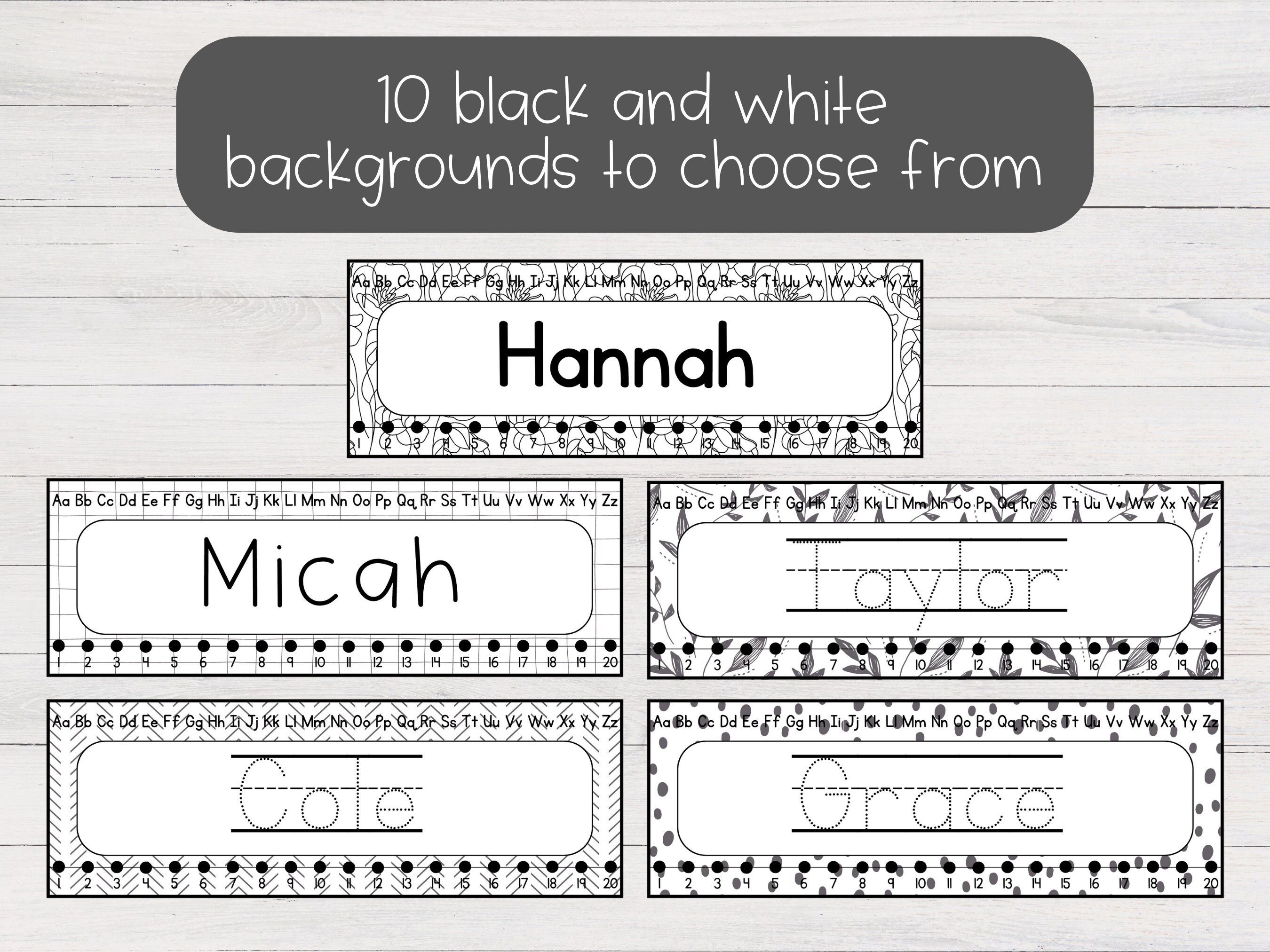 Black and White Desk Name Tags Editable Desk Name Tags, Classroom Decor ...