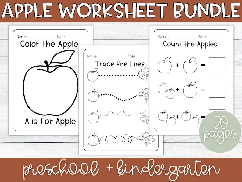 Apple Worksheets | Homeschool, Worksheet Bundle, Preschool Worksheets ...