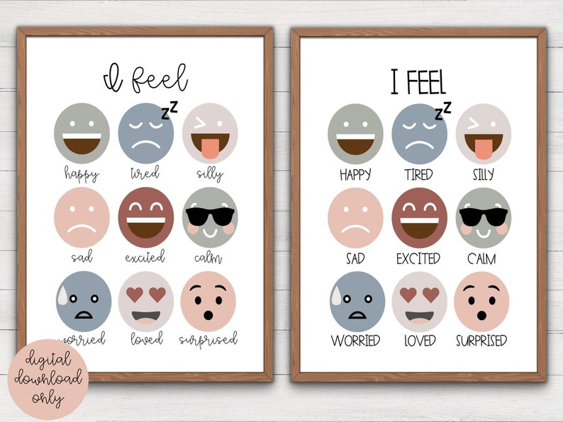 Emotions Poster Boho Rainbow Emotions Poster Feelings - Etsy
