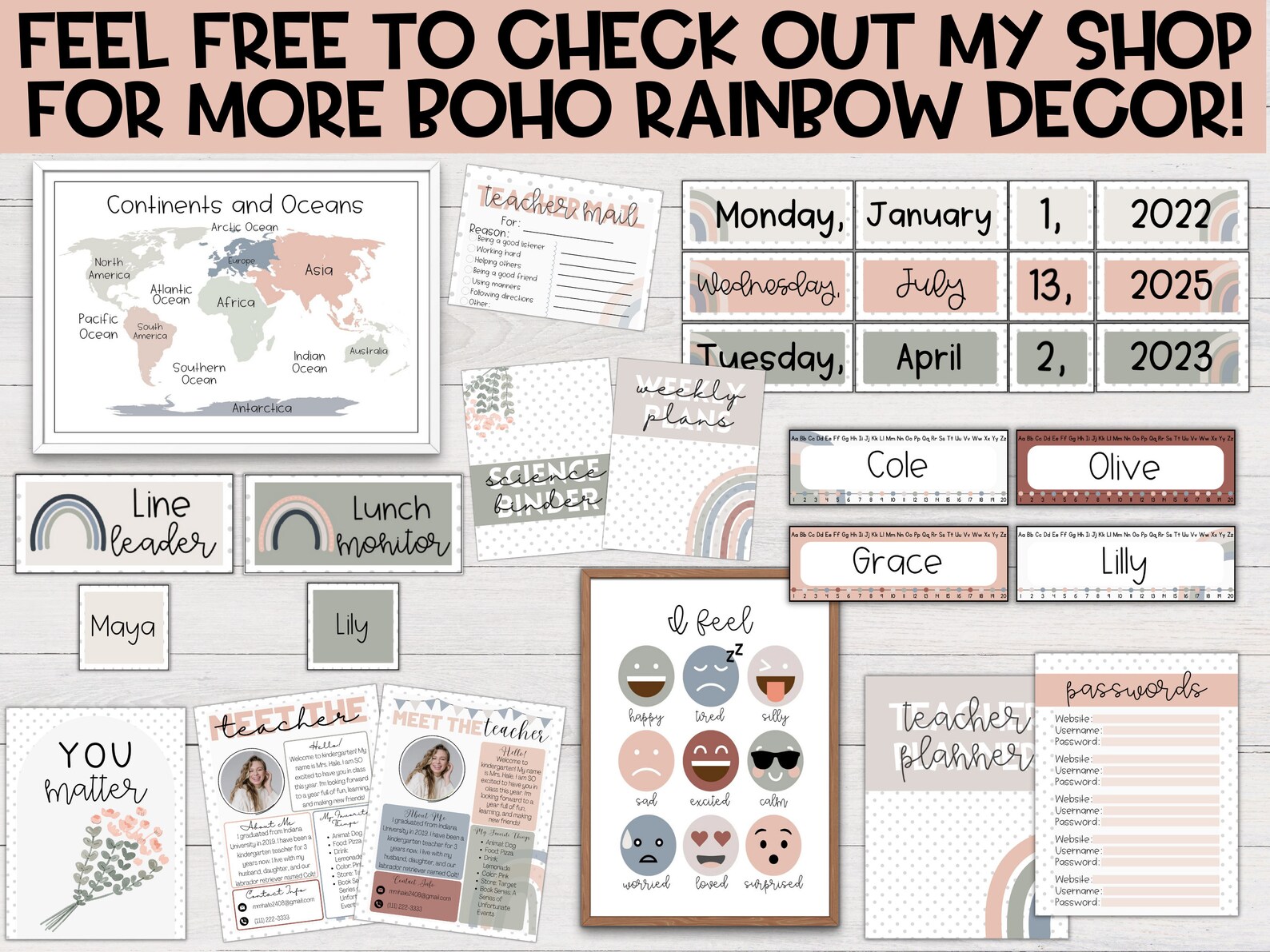 Boho Rainbow Alphabet Posters Classroom Decor Printable Wall - Etsy