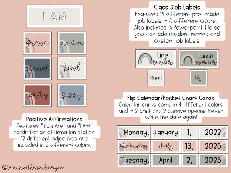 Boho Rainbow Classroom Decor Bundle Classroom Posters Boho - Etsy