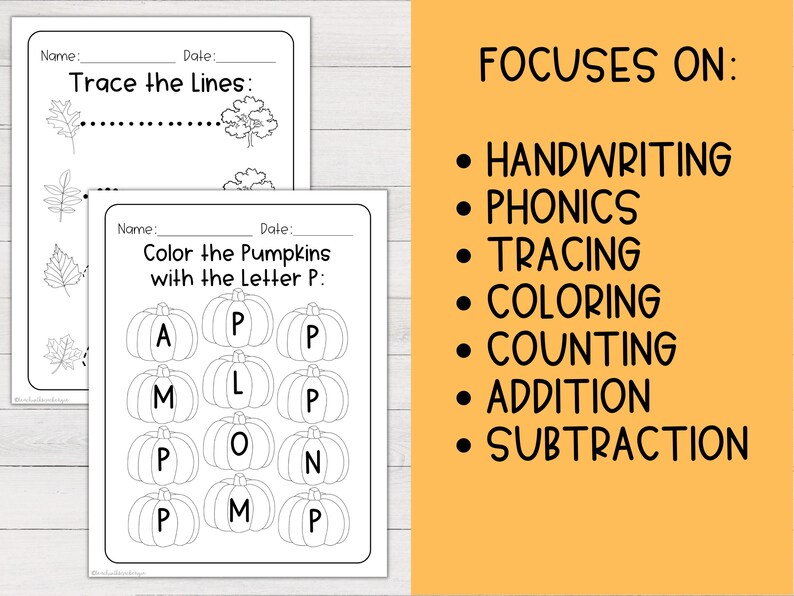 Fall Worksheet Bundle Preschool and Kindergarten Homeschool - Etsy