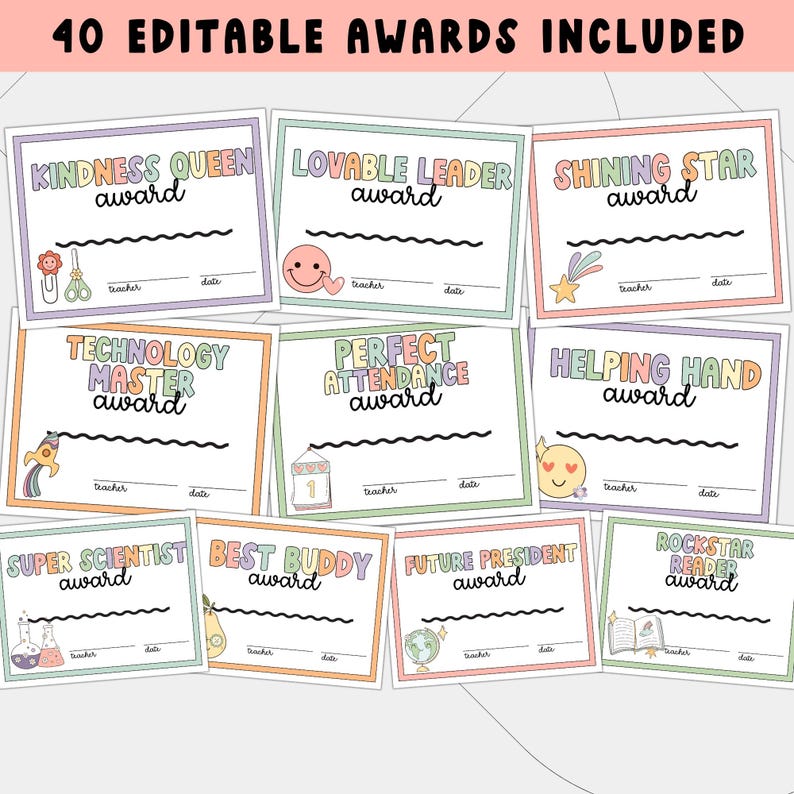 Editable and Printable End of the Year Award Certificates | Fun Student ...