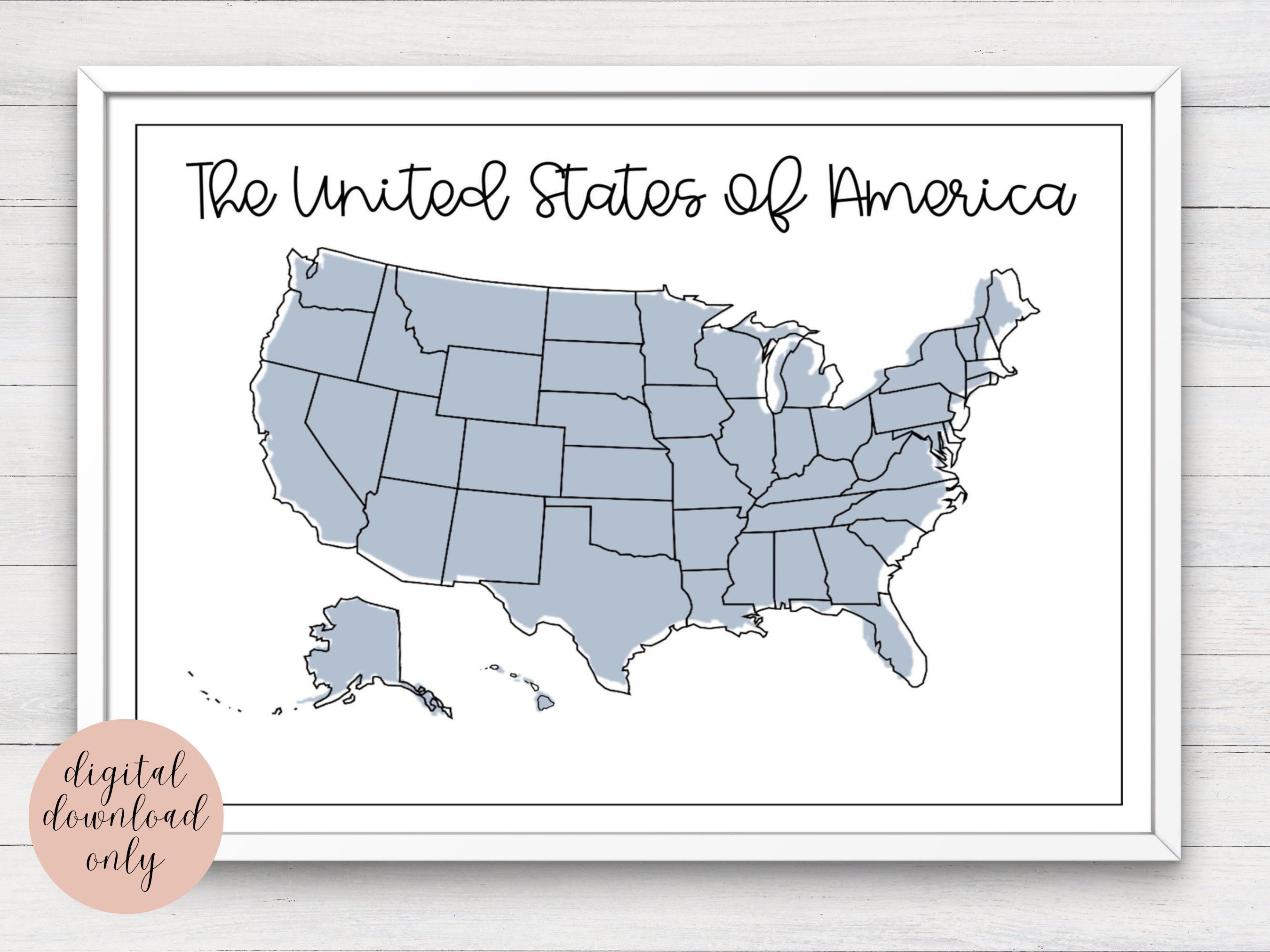 United States of America Map Boho Rainbow, Printable Map, United States ...