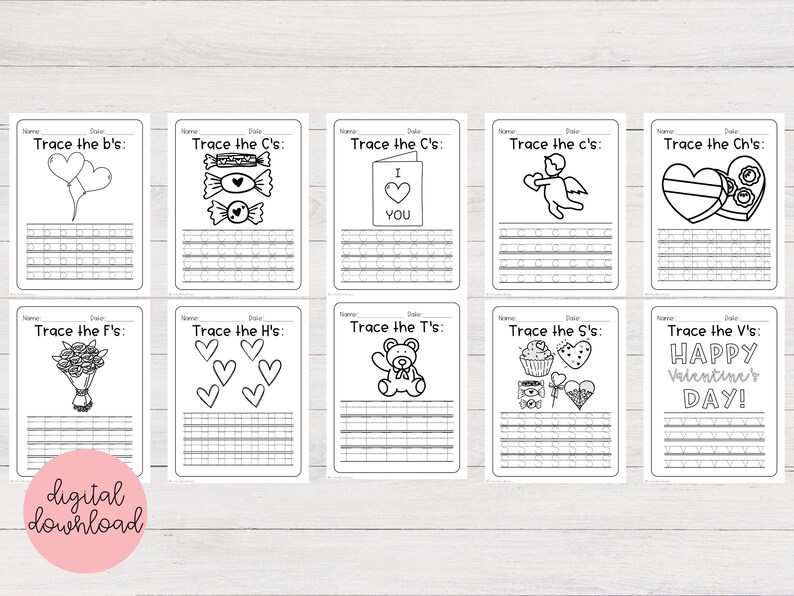 Valentine's Day Worksheet Bundle Printable Valentines - Etsy