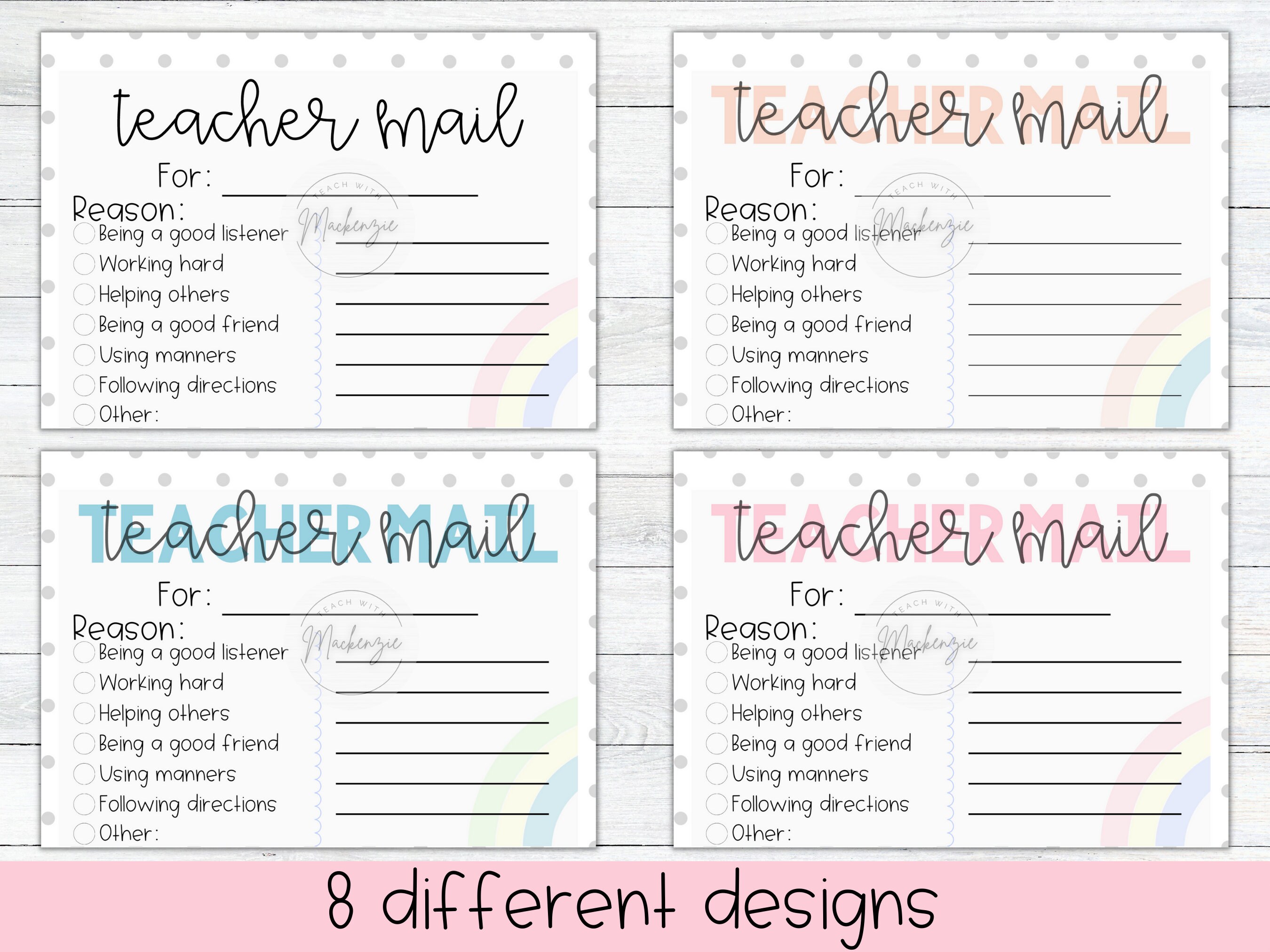 Printable Teacher Mail | Pastel Rainbow, Back to School, Teacher ...
