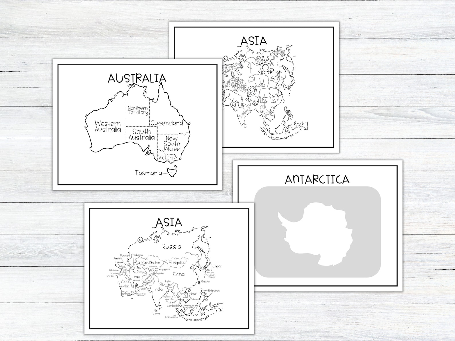 7 Continents Maps and Coloring Sheets Worksheets Homeschool - Etsy