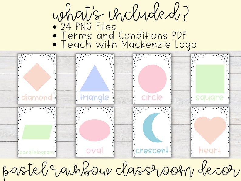Pastel Rainbow Shape Posters Classroom Decor Educational - Etsy