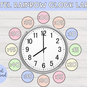 Pastel Rainbow Clock Labels Pastel Rainbow Classroom Decor, Pastel ...
