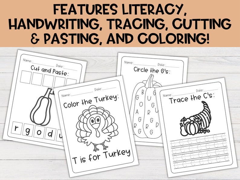 Thanksgiving Worksheet Bundle Preschool and Kindergarten | Homeschool ...