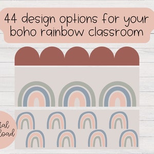 Boho Rainbow Bulletin Board Borders | Boho Rainbow Classroom Decor ...