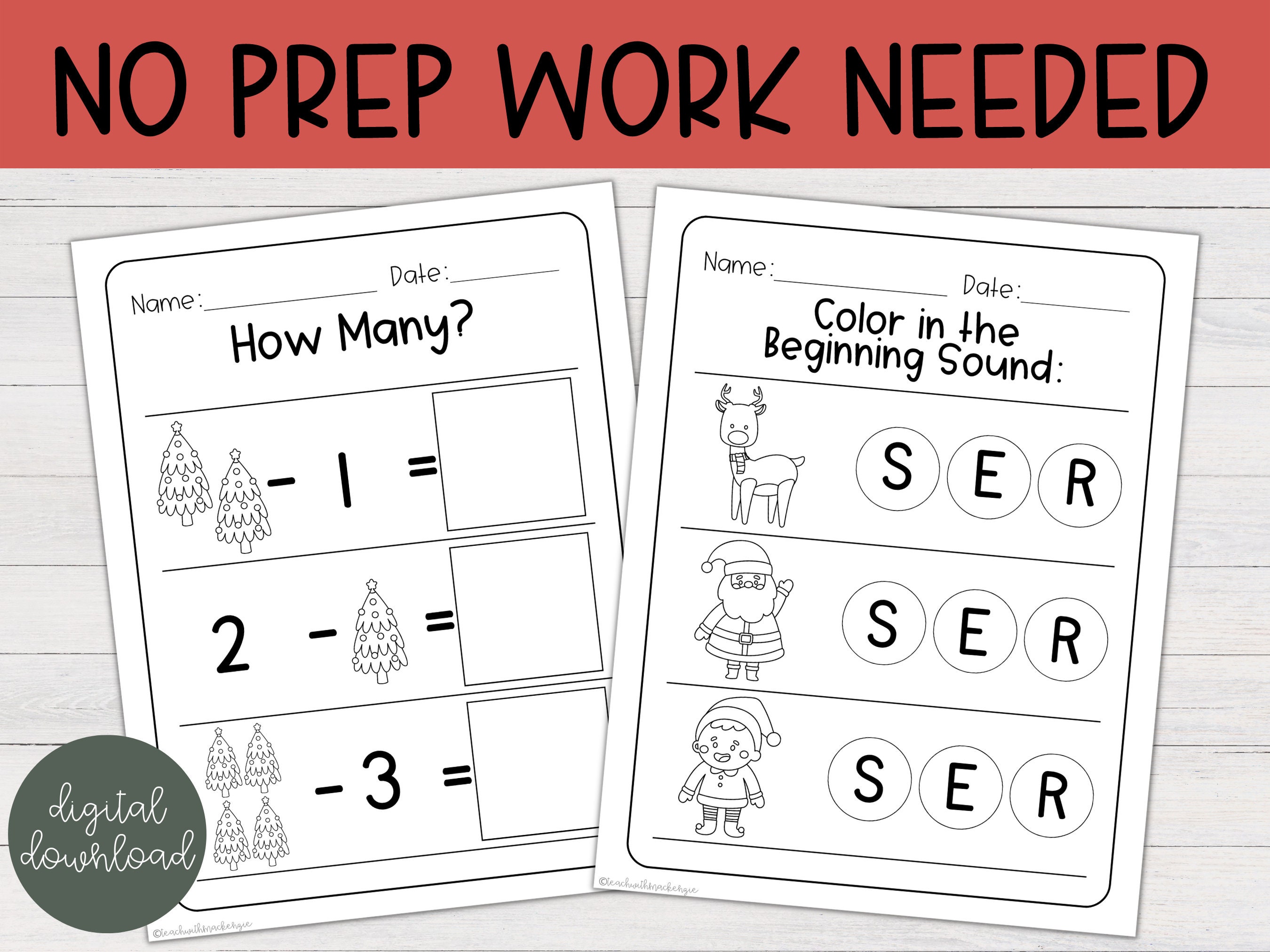 Christmas Worksheet Bundle | Kindergarten Worksheets, Preschool ...