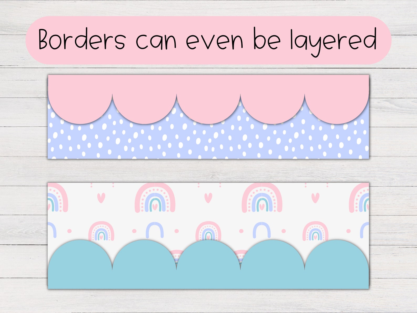 Pastel Rainbow Bulletin Board Borders Pastel Rainbow Classroom Decor ...