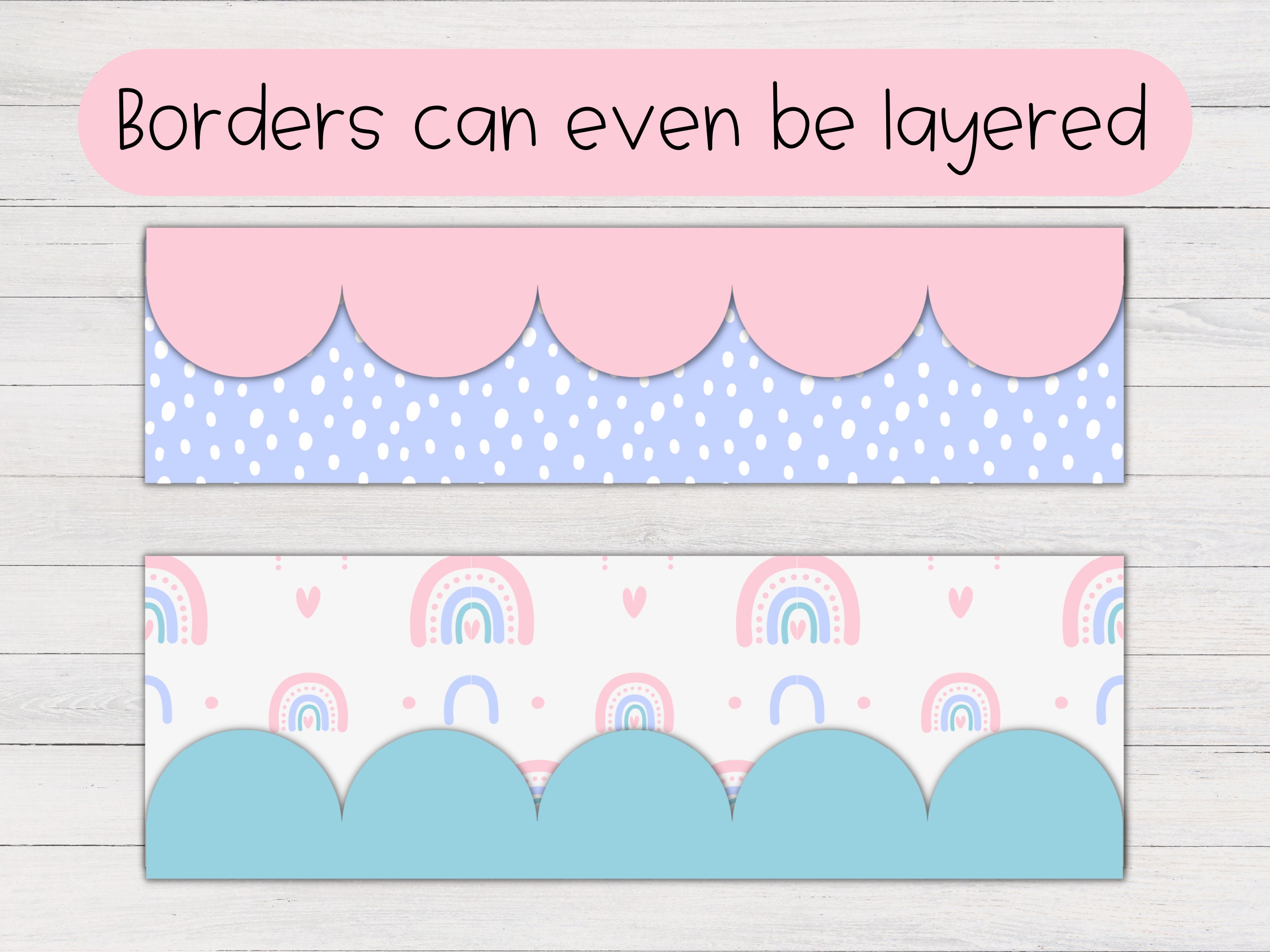 Pastel Rainbow Bulletin Board Borders Pastel Rainbow Classroom Decor ...