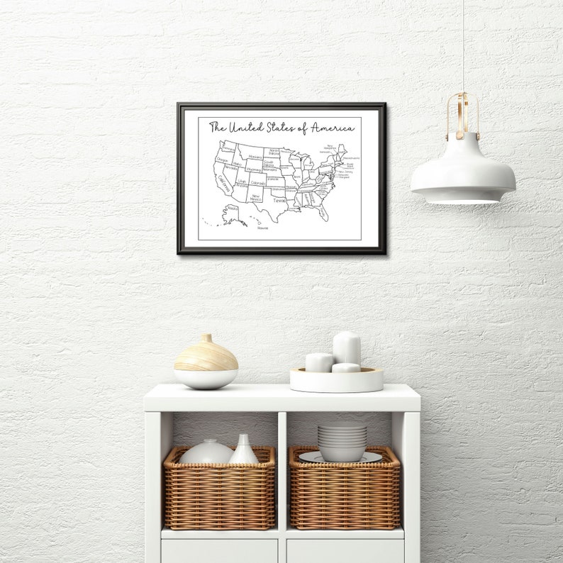 Labeled United States of America Map for Coloring, Printable USA Map ...