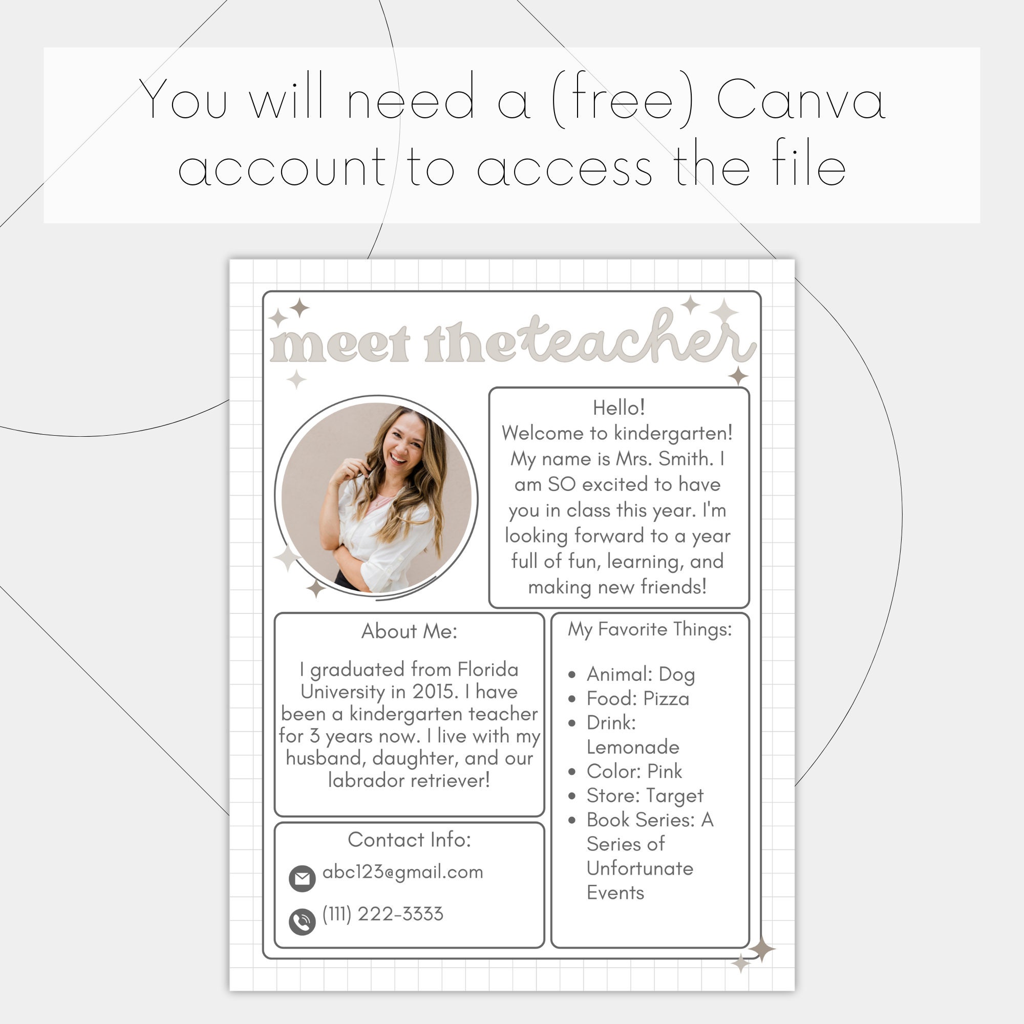Editable Meet the Teacher Template, Neutral Retro Back to School ...