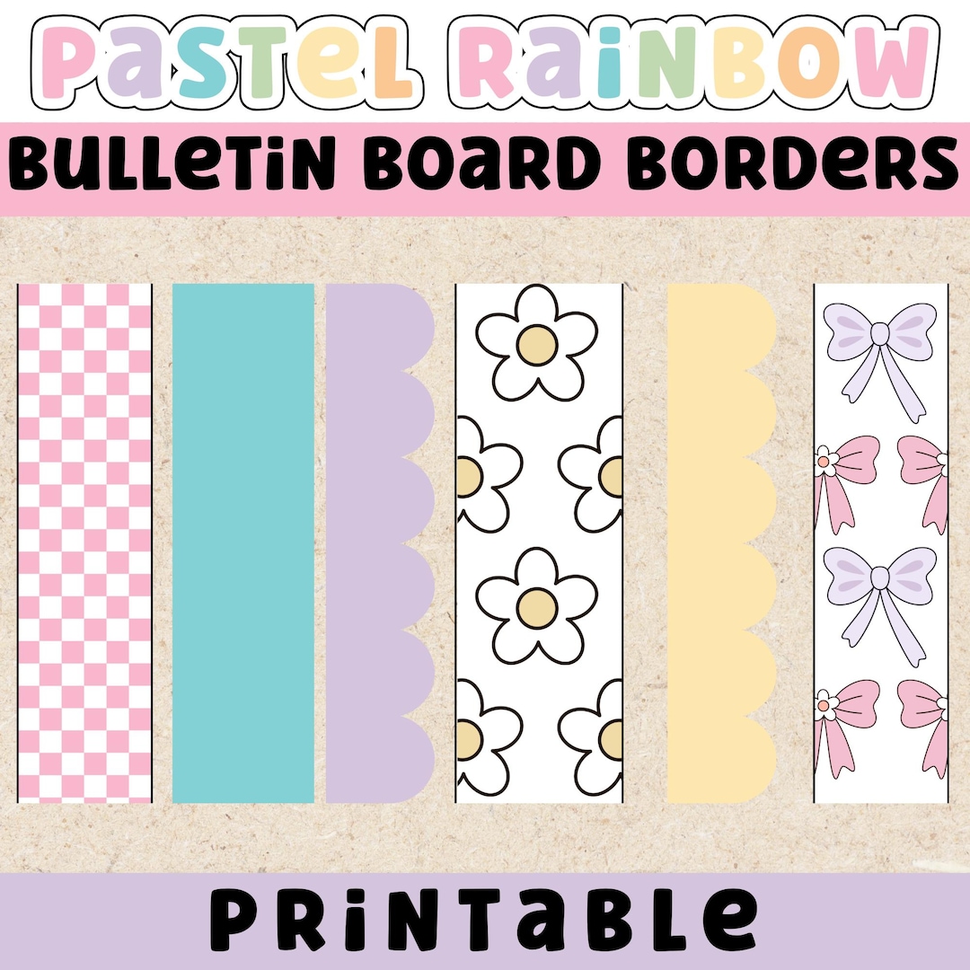 Printable Bulletin Board Borders | Pastel Rainbow Classroom Decor ...
