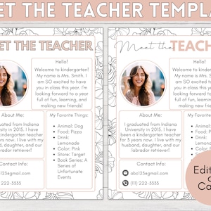 Floral Meet the Teacher Template | Back to School, Teacher Template ...