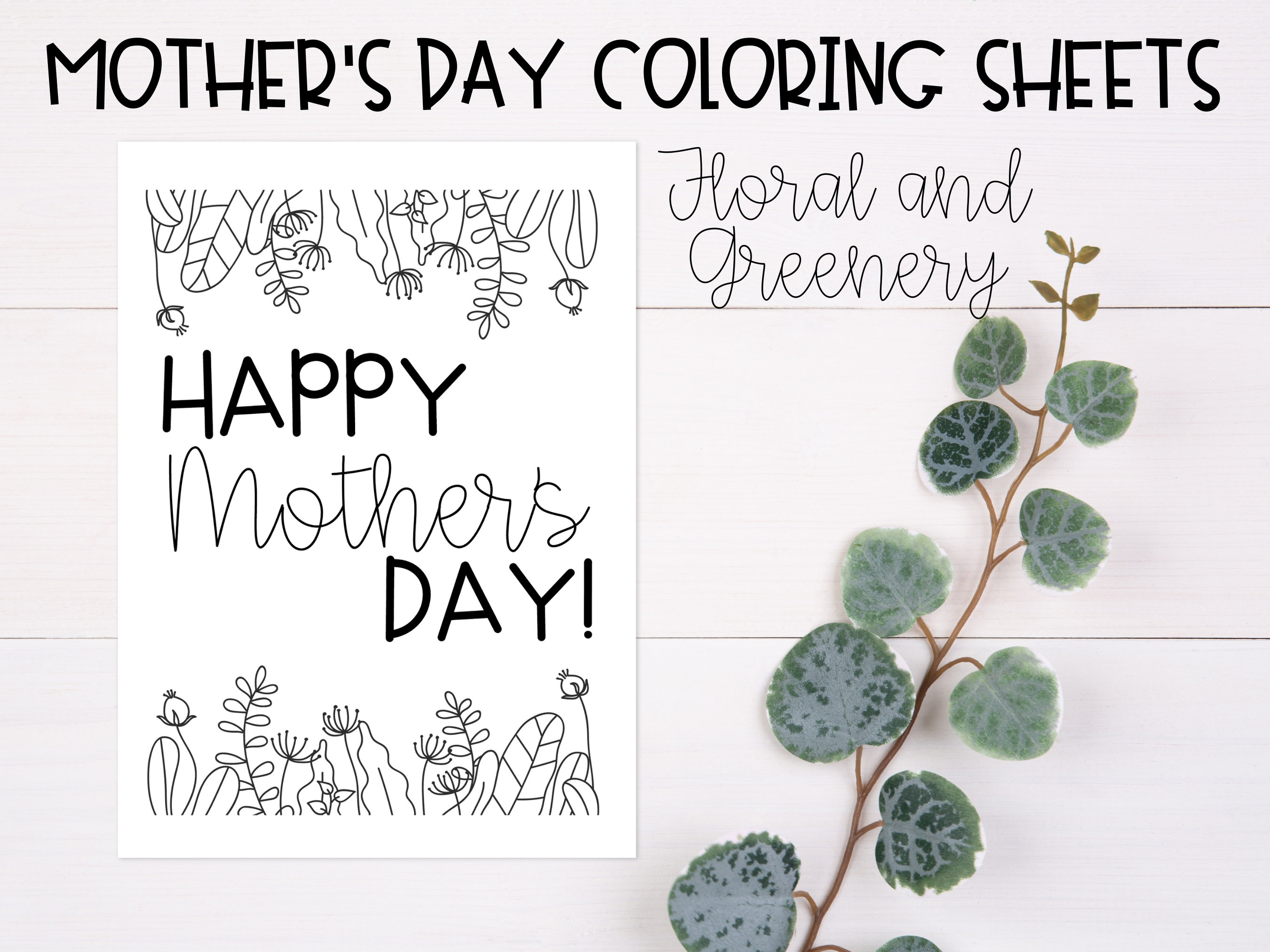 Mother's Day Cards | Coloring Pages | Black and White Floral and ...