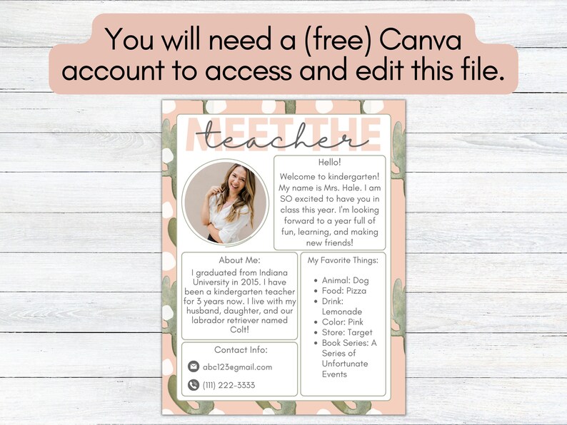 Cactus Meet the Teacher Template | Editable Template, Back to School ...