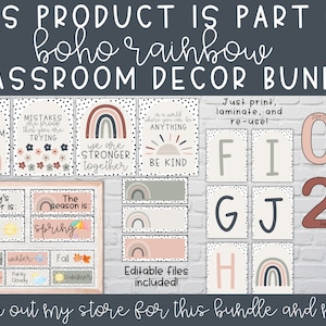 Boho Rainbow Number Posters Classroom Decor Classroom - Etsy