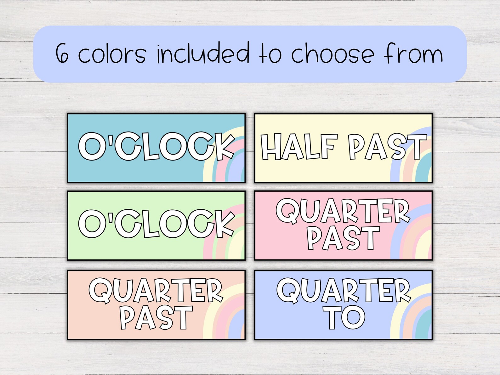 Pastel Rainbow Clock Labels Pastel Rainbow Classroom Decor - Etsy