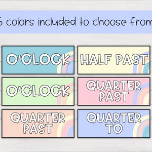 Pastel Rainbow Clock Labels Pastel Rainbow Classroom Decor, Pastel ...