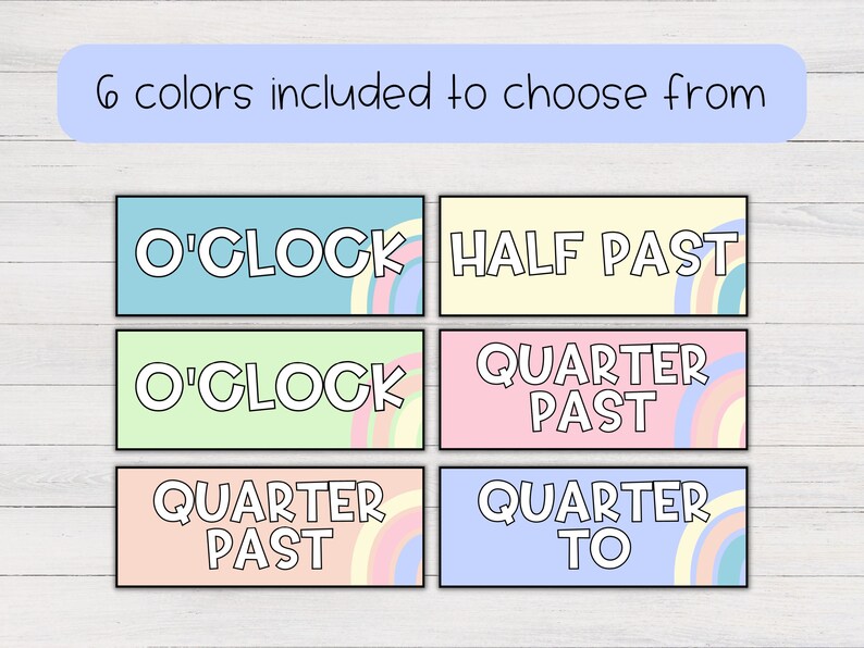 Pastel Rainbow Clock Labels Pastel Rainbow Classroom Decor - Etsy