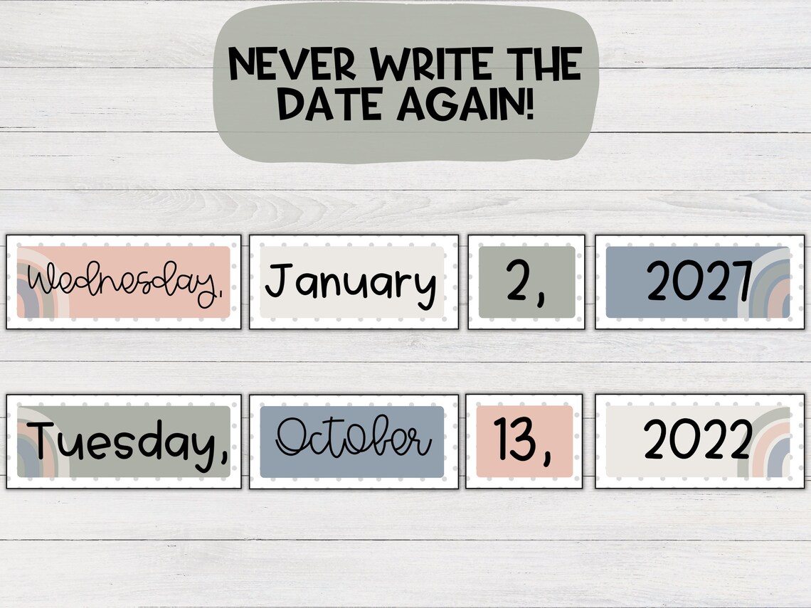 Boho Rainbow Flip Calendar and Pocket Chart Cards Flip - Etsy