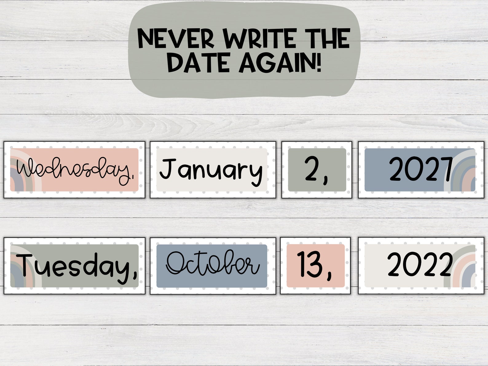 Boho Rainbow Flip Calendar and Pocket Chart Cards Flip - Etsy