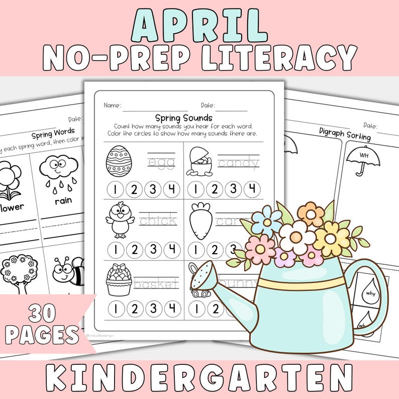 April Literacy Worksheets Kindergarten | Easter Activities, Spring ...