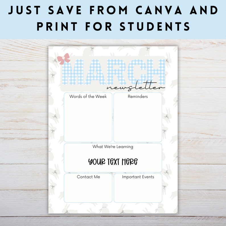 March Classroom Newsletter | Easter Newsletter, Editable Teacher ...