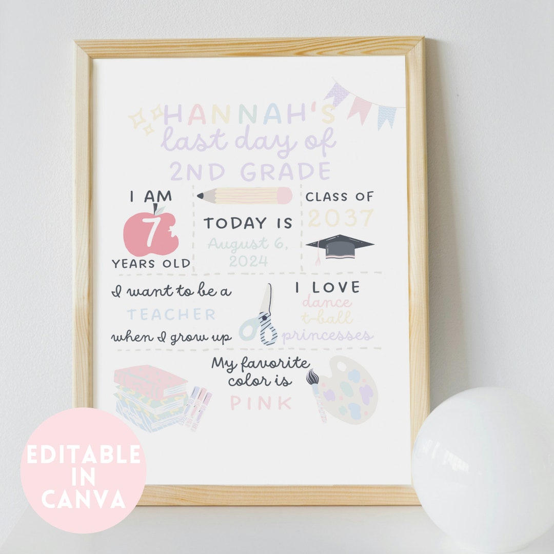 First Day of School Sign, Last Day of School Poster, Editable First Day ...