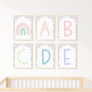 Pastel Rainbow Alphabet Posters Printable Wall Art Nursery | Etsy