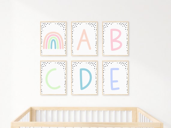 Pastel Rainbow Alphabet Posters Printable Wall Art Nursery | Etsy