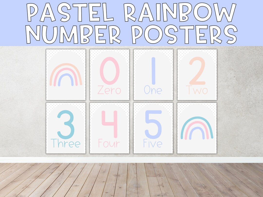 Pastel Rainbow Number Posters | Classroom Decor, 0-20, Number Posters ...