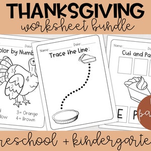 Thanksgiving Worksheet Bundle Preschool and Kindergarten | Homeschool ...
