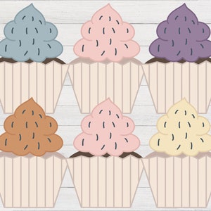 Cupcake Clipart | Boho Muted Rainbow, Clipart, Clip Art, Boho Muted ...