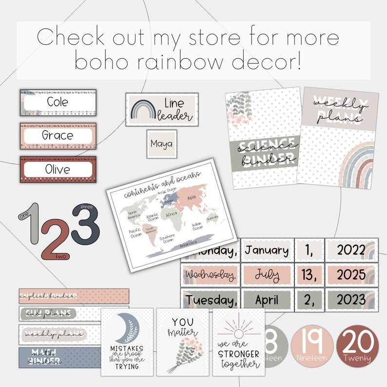Boho Rainbow Animal Alphabet Posters for Boho Classroom Decor ...